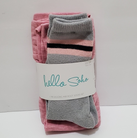 Hello Soho | Intimates & Sleepwear | Hello Soho Pink Legging Sock Set ...